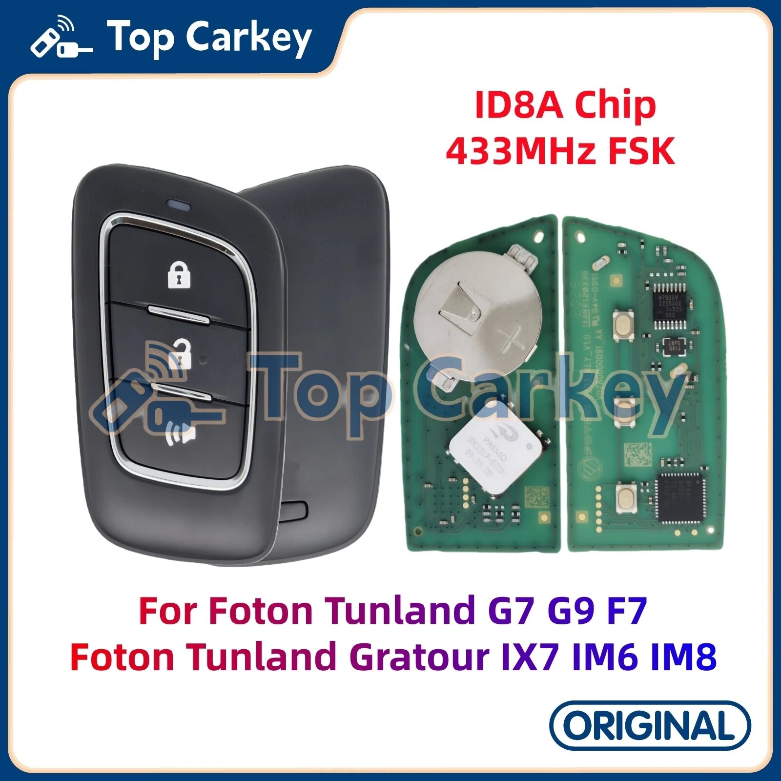 Смарт-ключ TopCarkey ID8A 433MHz Foton Tunland G7 G9 F7