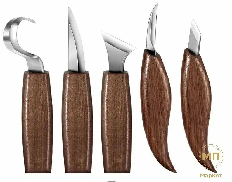 Эксклюзивный набор из 5 ножей для фигурной резки по дереву, созданный для скульптур, посуды, чаш и ложек