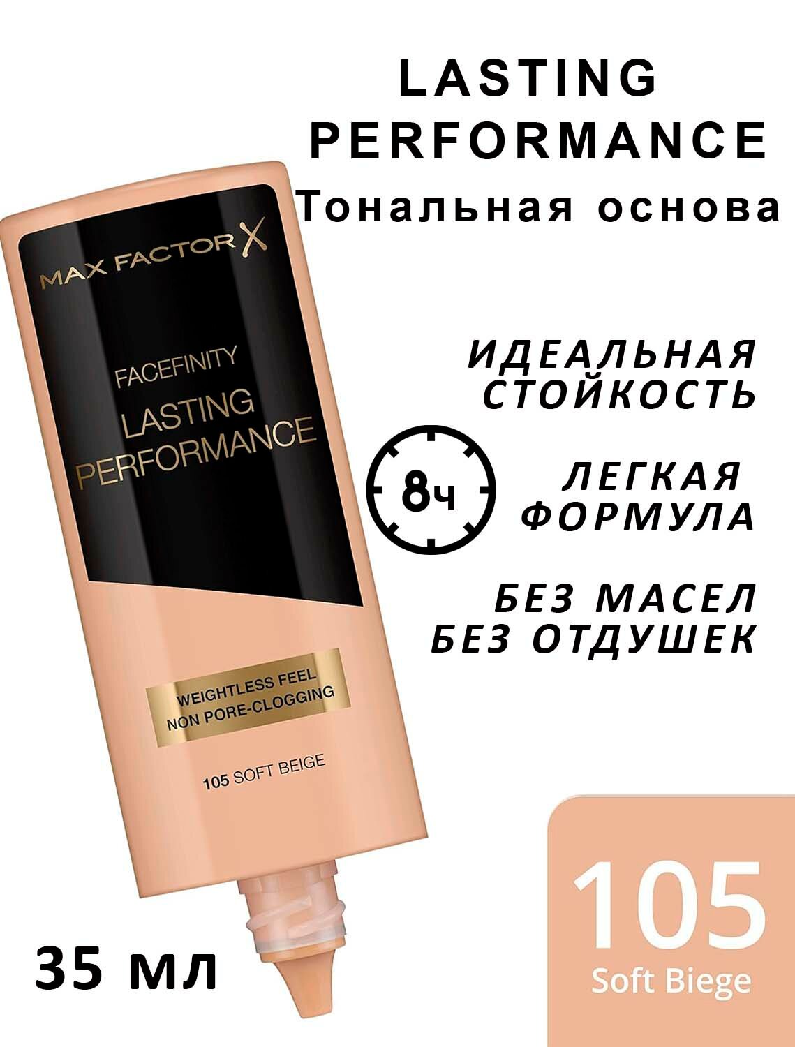 Max Factor Lasting Performance Тональная основа для лица тон 105 Soft Beige 35 мл