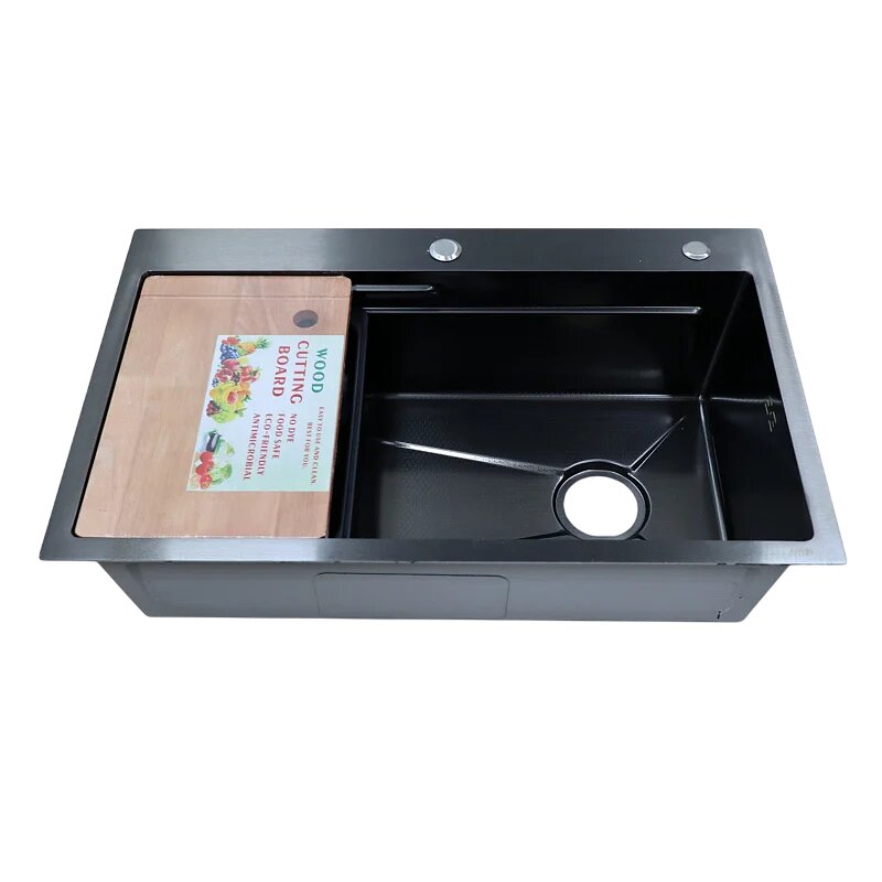 Мойка кухонная AZARIO Nicole AZB7546H металлическая, 75x45, прямоугольная, мойка для кухни, черная