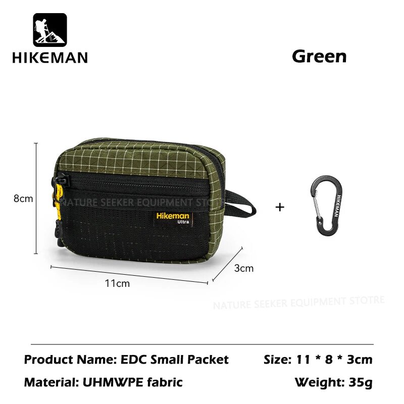 HIKEMAN EDC сумка, темно-зеленый, UHMWPE, 11x8x3см