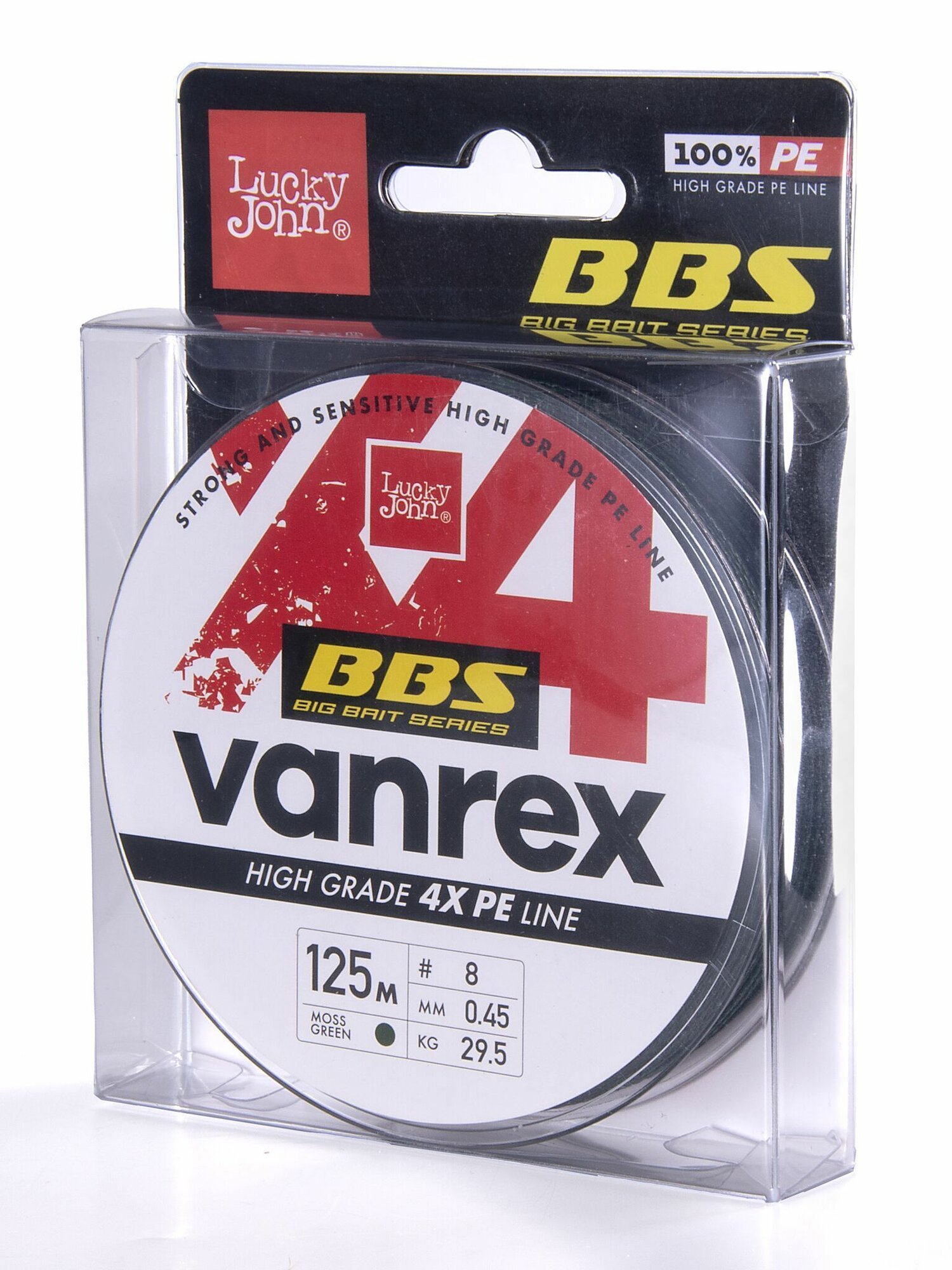 Плетеный шнур / плетенка для рыбалки Lucky John Vanrex BBS х4 BRAID Moss Green 125/045 (LJ4114-045)