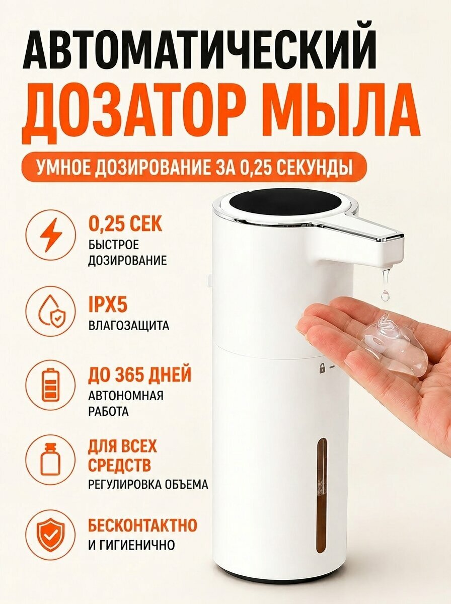 Водонепроницаемый автоматический диспенсер для мыла для ванной и кухни
