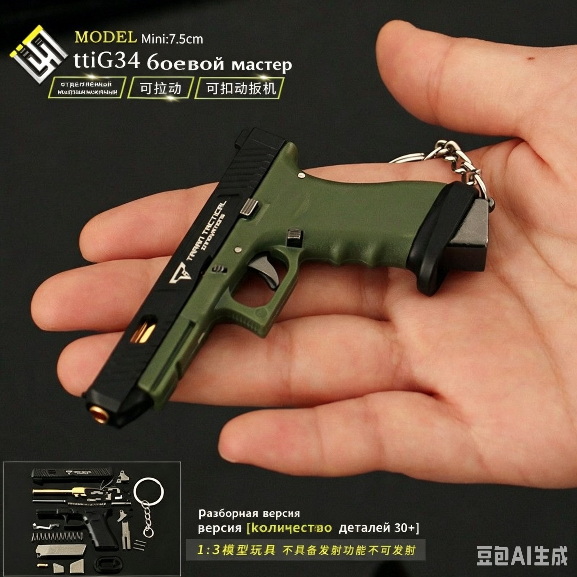 1: 3 Демонтаж полусплавного ключа для сбрасывания оболочек G34 Боевой мастер Glock Игрушечная подвеска