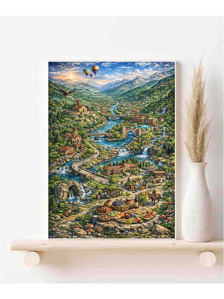 Иджеван, Армения, Fantasy Map, Карта, Плакат 30x42см