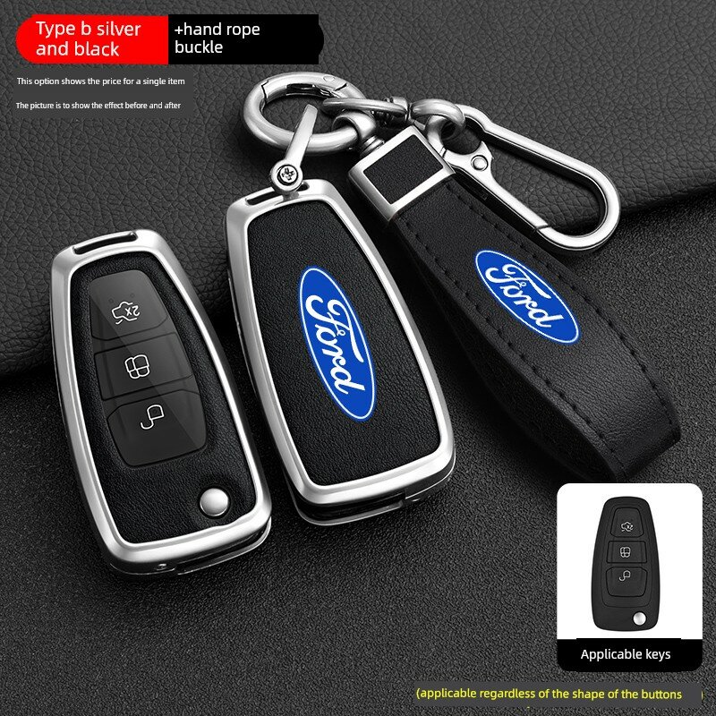 Кейс-браслет для Ford Focus с пряжкой для запястья в цвете серебристо-черный для моделей 2012-2020 (Escape 2016,