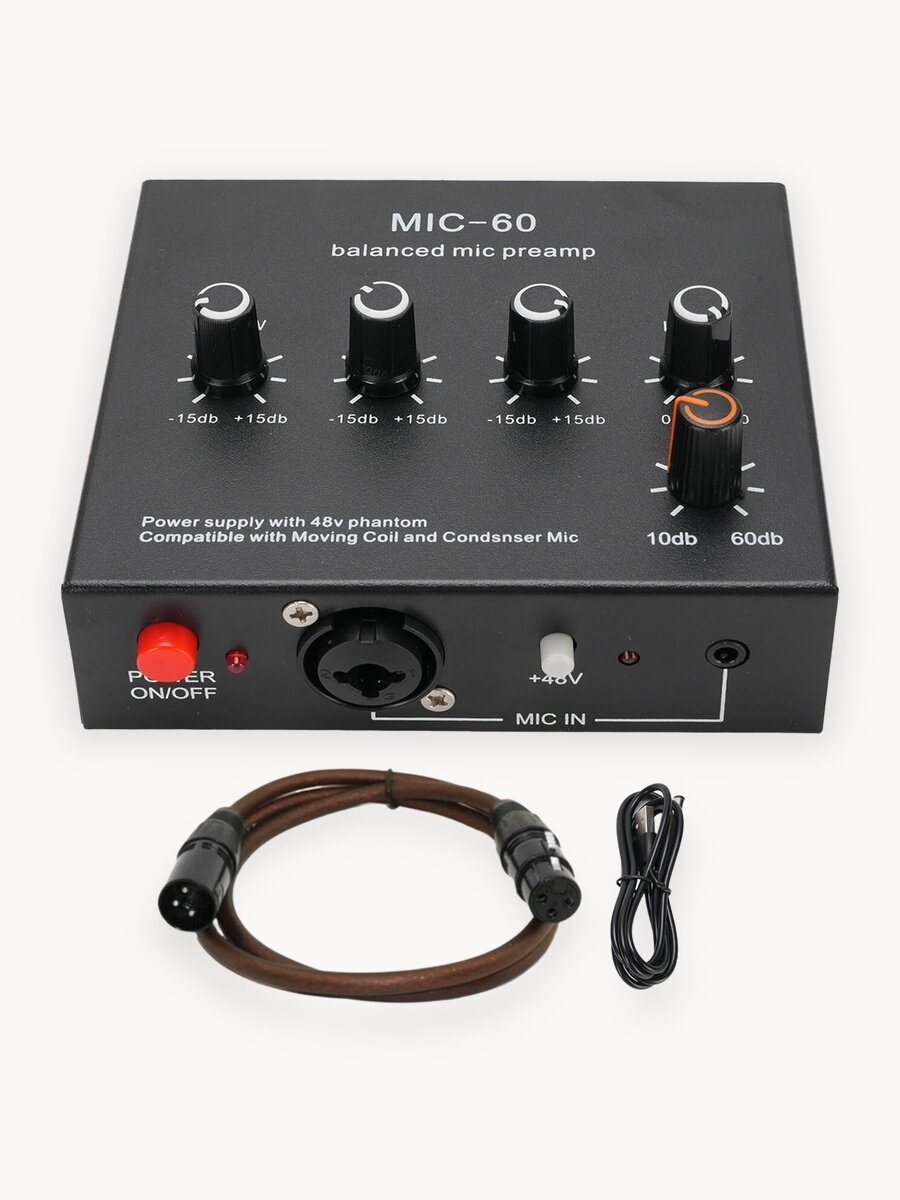 Микрофонный предусилитель, усилитель усиления микрофона, фантомное питание 48 В, входы и выходы XLR 3,5 мм, 6,35 мм для динамических конденсаторных микрофонов