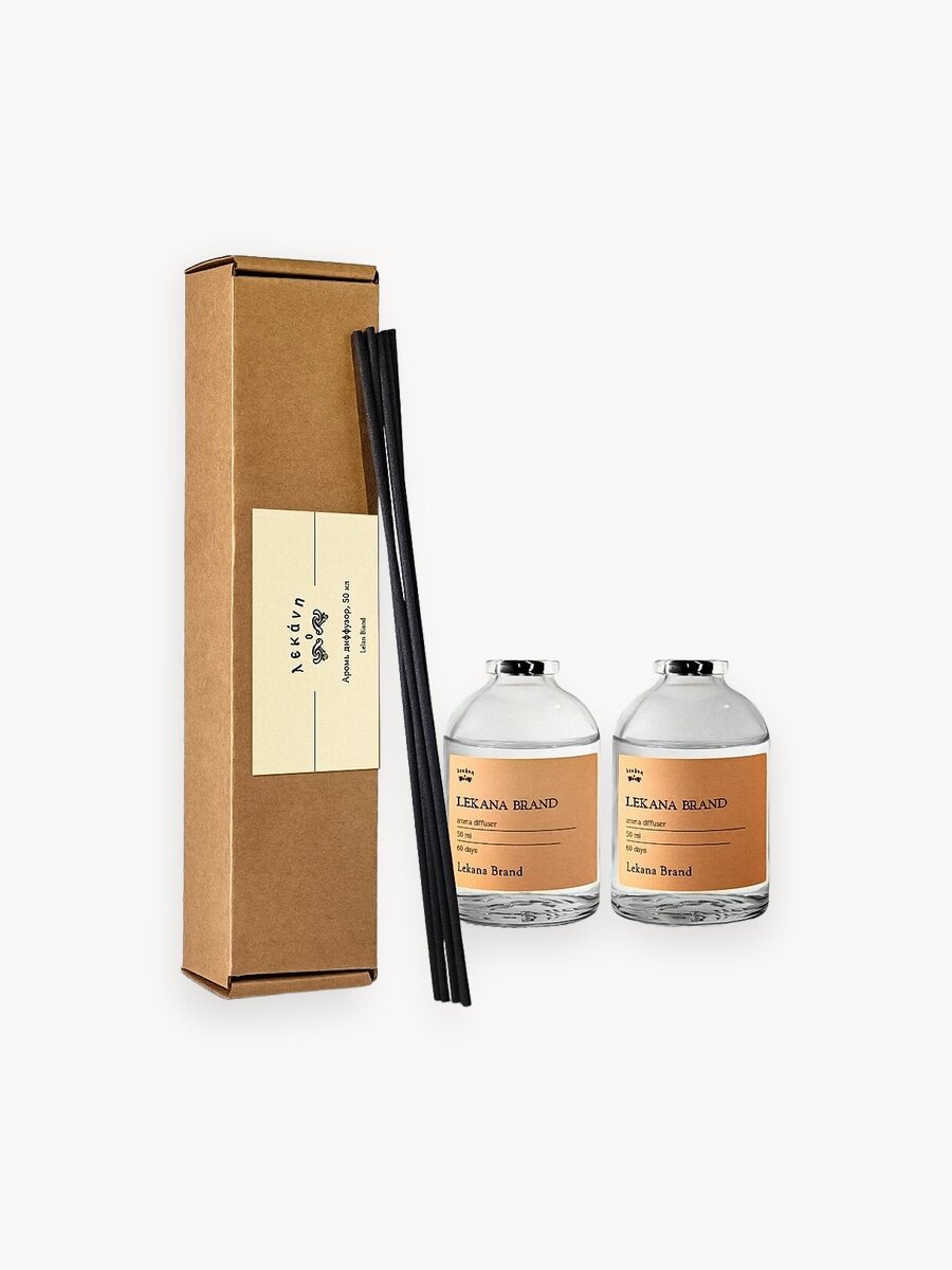 Диффузор для дома с палочками/ Подарок : набор синнабон + имбирный пряник набор 2 шт. по 50 мл.