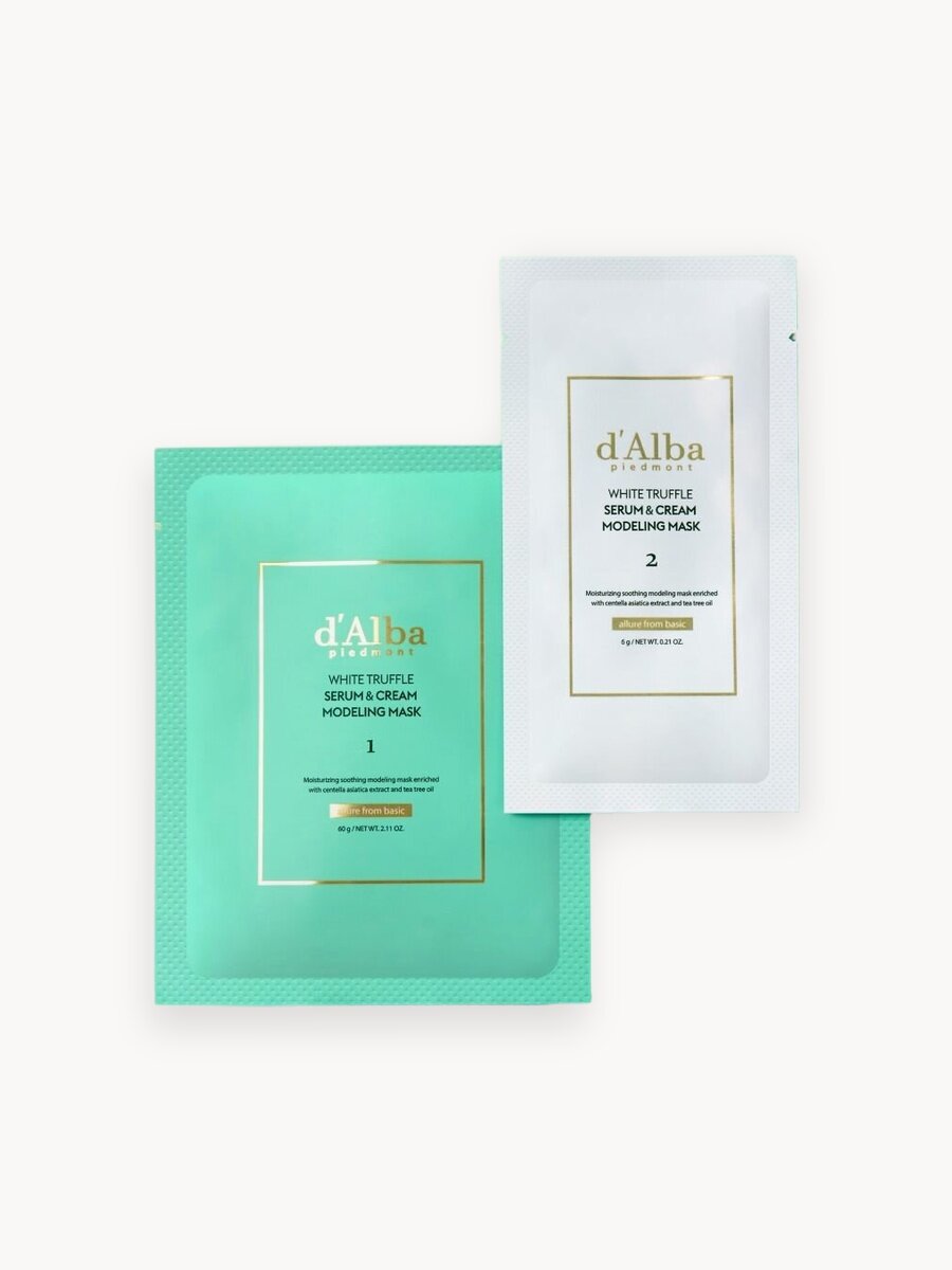 D'Alba Успокаивающая альгинатная маска для лица White Truffle Serum & Cream Modeling Mask 4шт (набор)