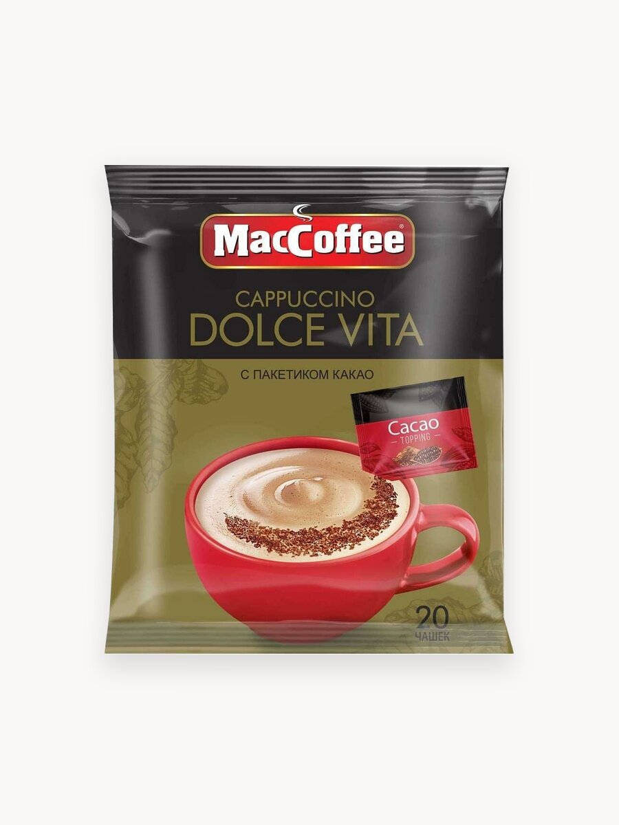 Упаковка 20 штук Кофейный напиток MacCoffee Cappuccino Dolce Vita (24г х 20)(400 пакетиков) Россия