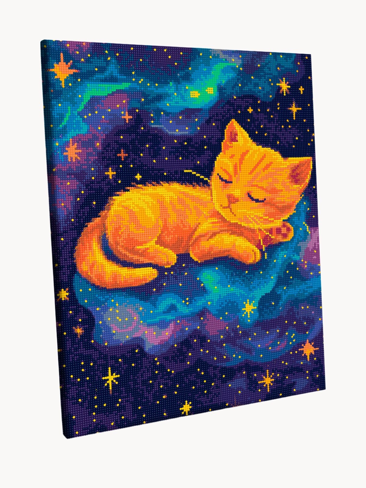 Алмазная мозаика на подрамнике 40х50 см "Котёнок в космосе" Алмазная вышивка. Картина стразами.