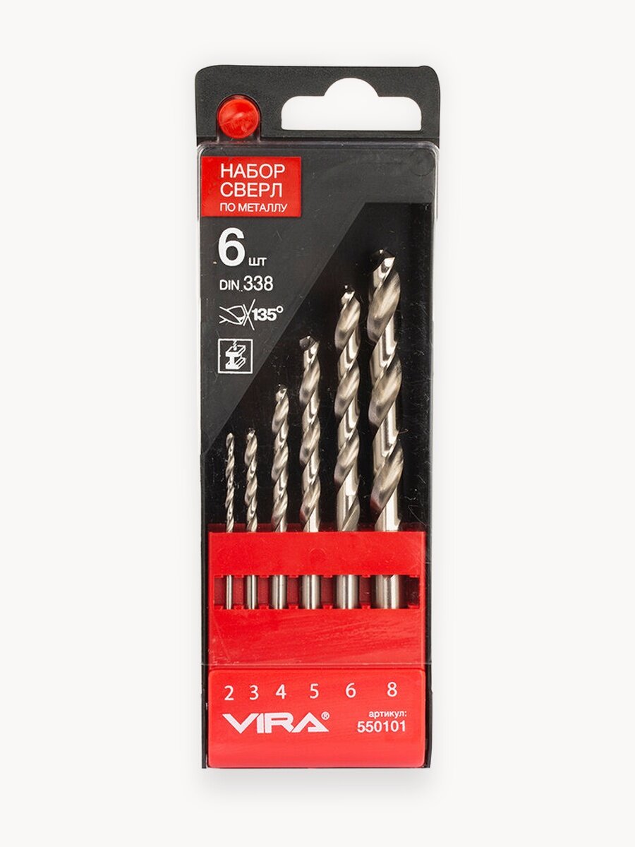Набор сверл по металлу 2 - 8 мм 6 шт VIRA