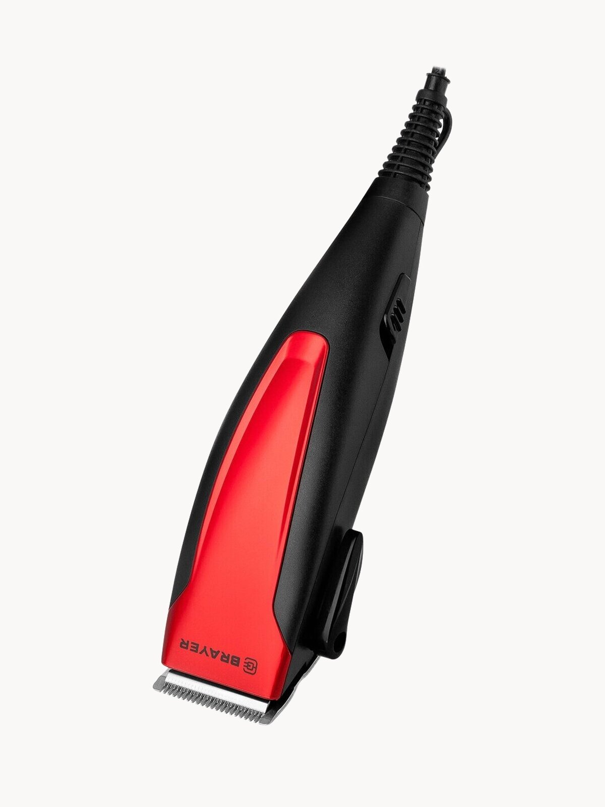 Машинка для стрижки сетевая BRAYER BR3431, 15Вт, 4 насадки, черный/красный