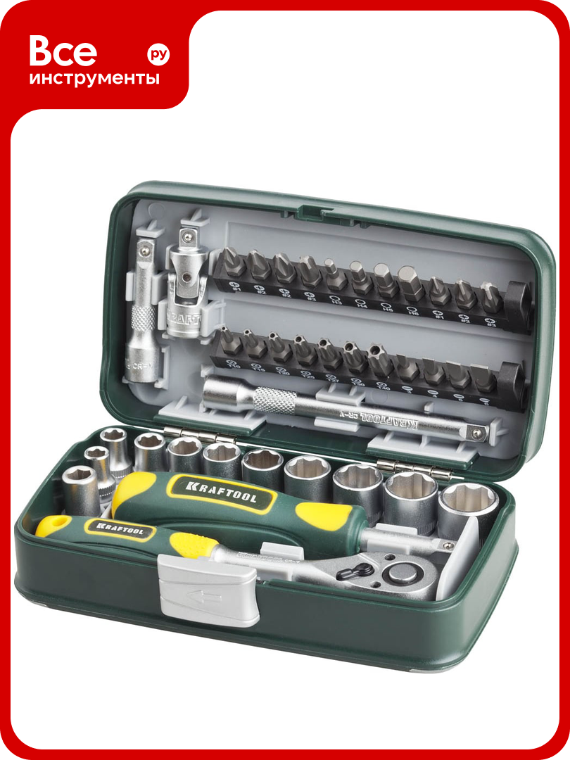 Универсальный набор инструмента KRAFTOOL Universal-38 1/4", 38 предметов 27970-H38