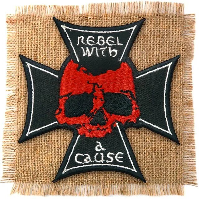 Байкерские нашивки для одежды, патч, шеврон, заплатка череп крест 8.5см (№196)