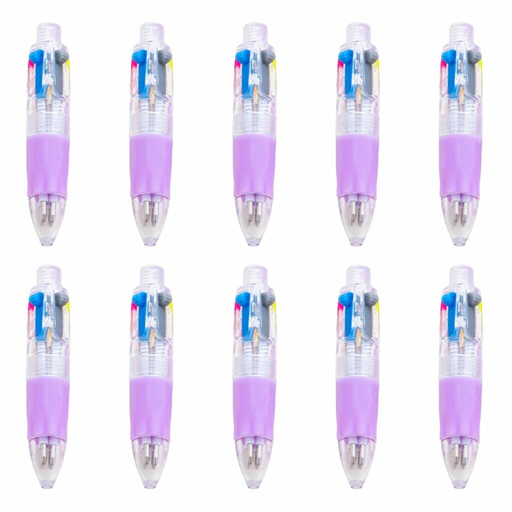 1 упаковка из 10 креативных мини-четырехцветных шариковых ручек-карамельно-фиолетовый