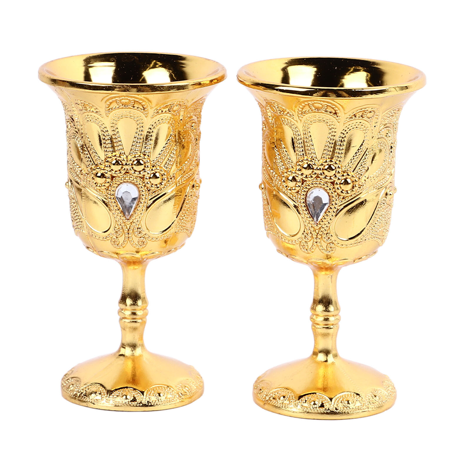2pcs китайская чаша ретро золотой стиль простые элегантные металлические стеклянные тисненой тисненой чашка сутенера
