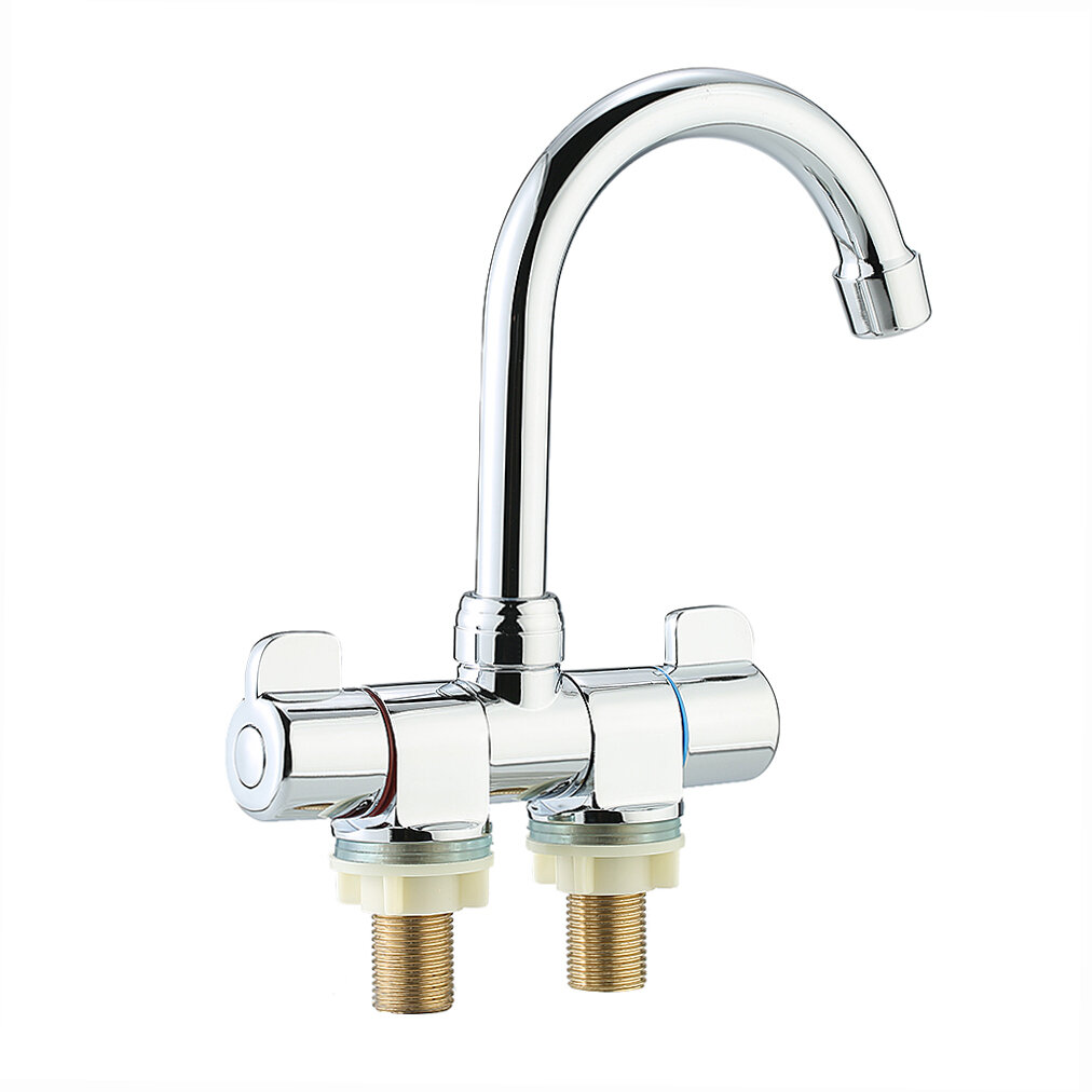 Складной кран для автофургона, вращающийся, с двумя ручками, для установки на палубу/стену, смеситель для кухни, кран для горячей и холодной воды для автодома, туристического прицепа