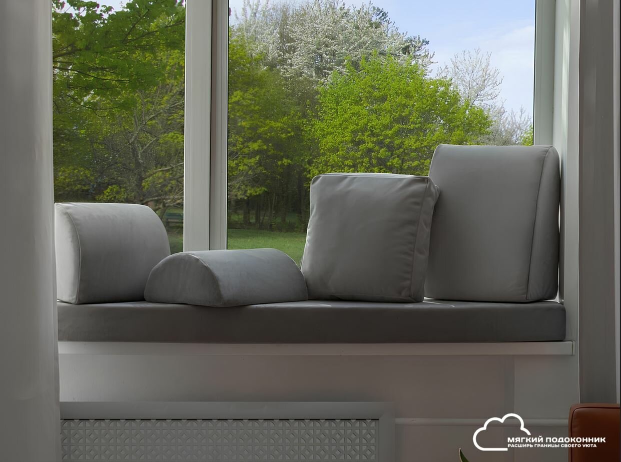 Подушка матрас на подоконник, обувницу, диван, на заказ, съемные чехлы, Мягкий Подоконник