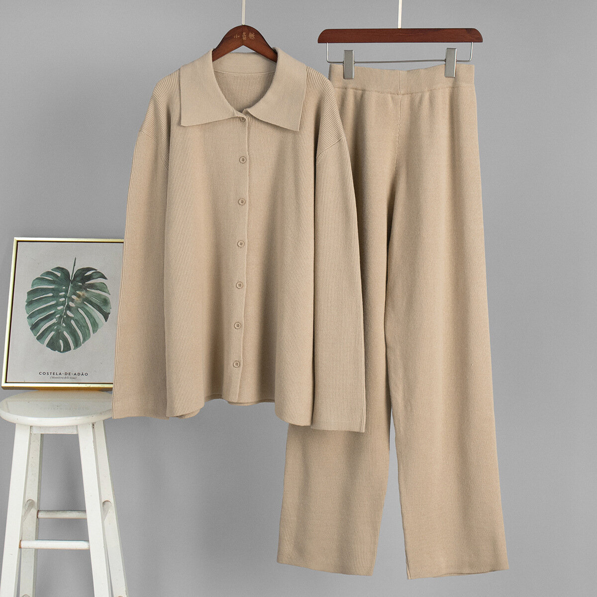 Трикотажный костюм с кардиганом и брюками, осень-зима 2025, новый свободный повседневный костюм-двойка для женщин