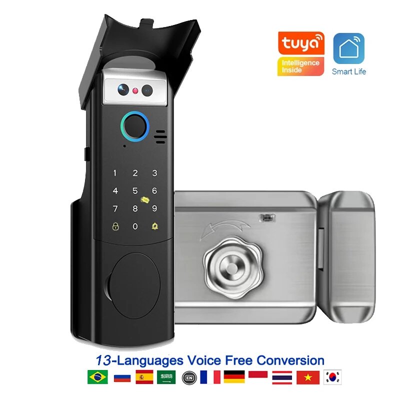 Умный водонепроницаемый замок Tuya Smart Life Black Tuya(Face)