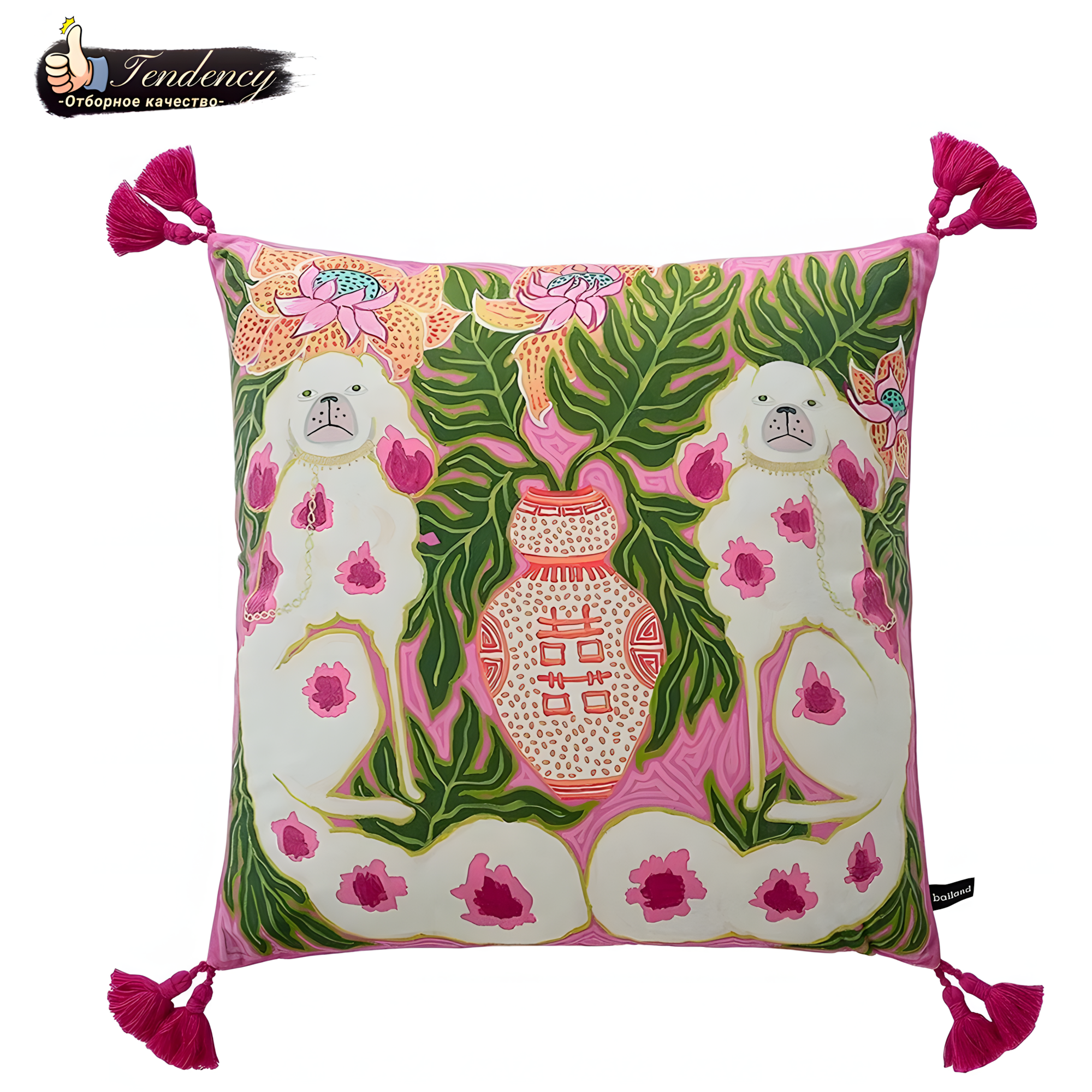 Бархатный чехол для подушки Formaso с принтом животными, 45x45cm(18 Inch), Принт с собачкой