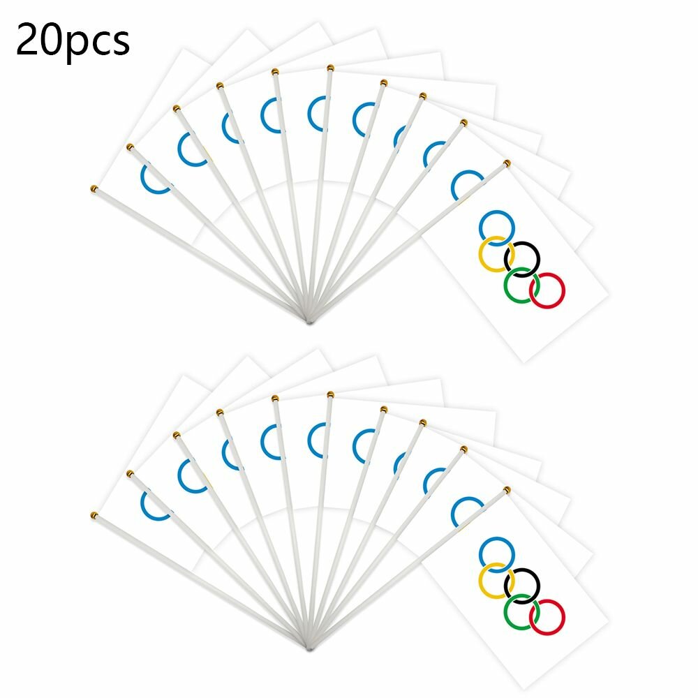 20 шт. мини-флажков с олимпийскими кольцами, 14*21 см, для праздника, школы, офиса