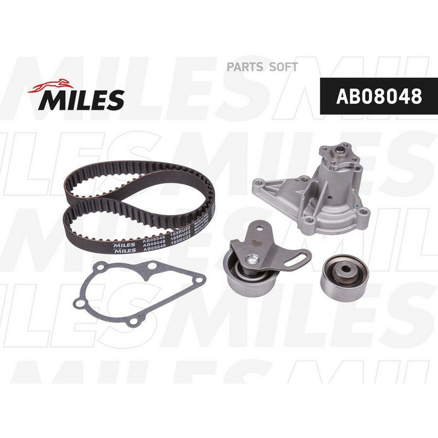 MILES AB08048 Комплект ремня ГРМ KIA/HYUNDAI 1.4/1.5/1.6 95- (с помпой) ()