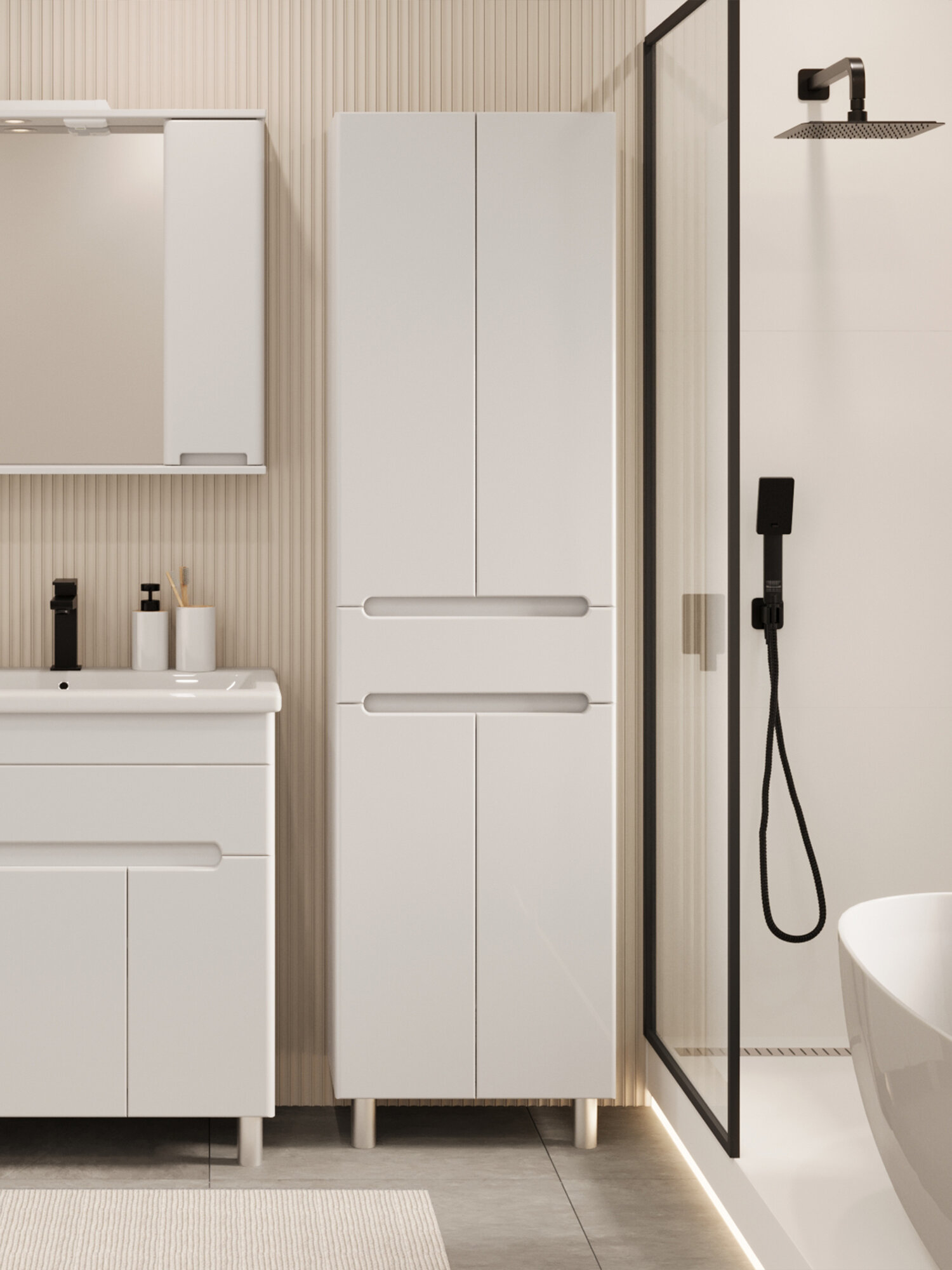 Шкаф-пенал напольно-подвесной Vannika Bliss 50 для ванной комнаты, белый