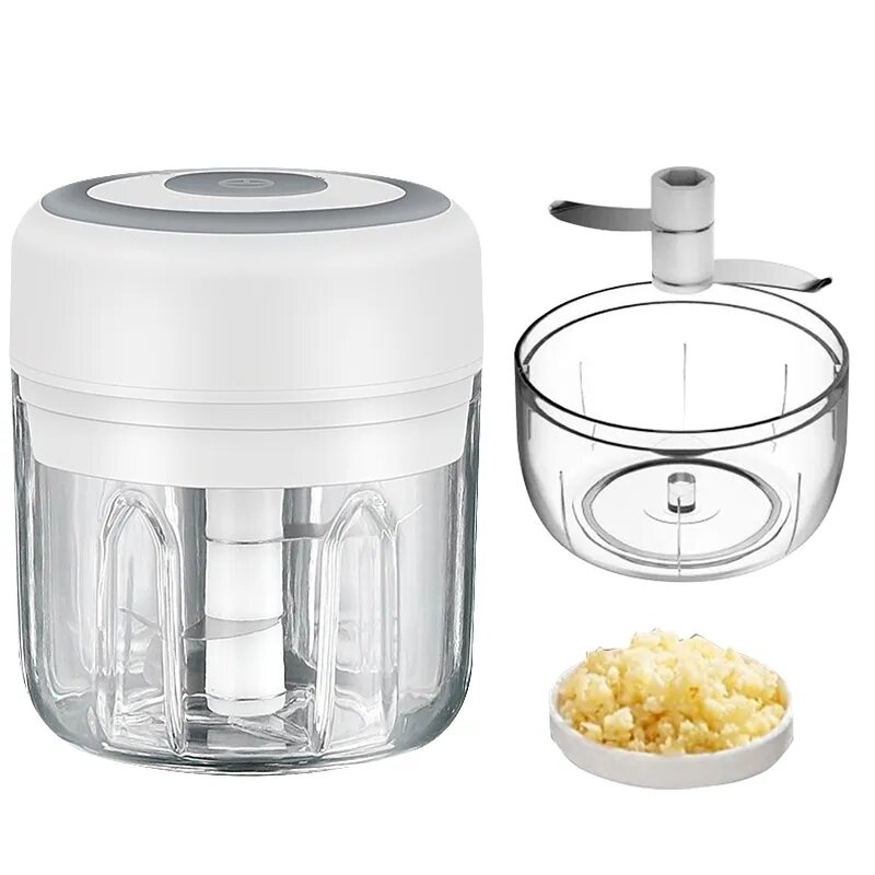 Электрический кухонный комбайн, чесночный измельчитель, измельчитель овощей, беспроводная зарядка через USB, чашка 250 мл и 100 мл