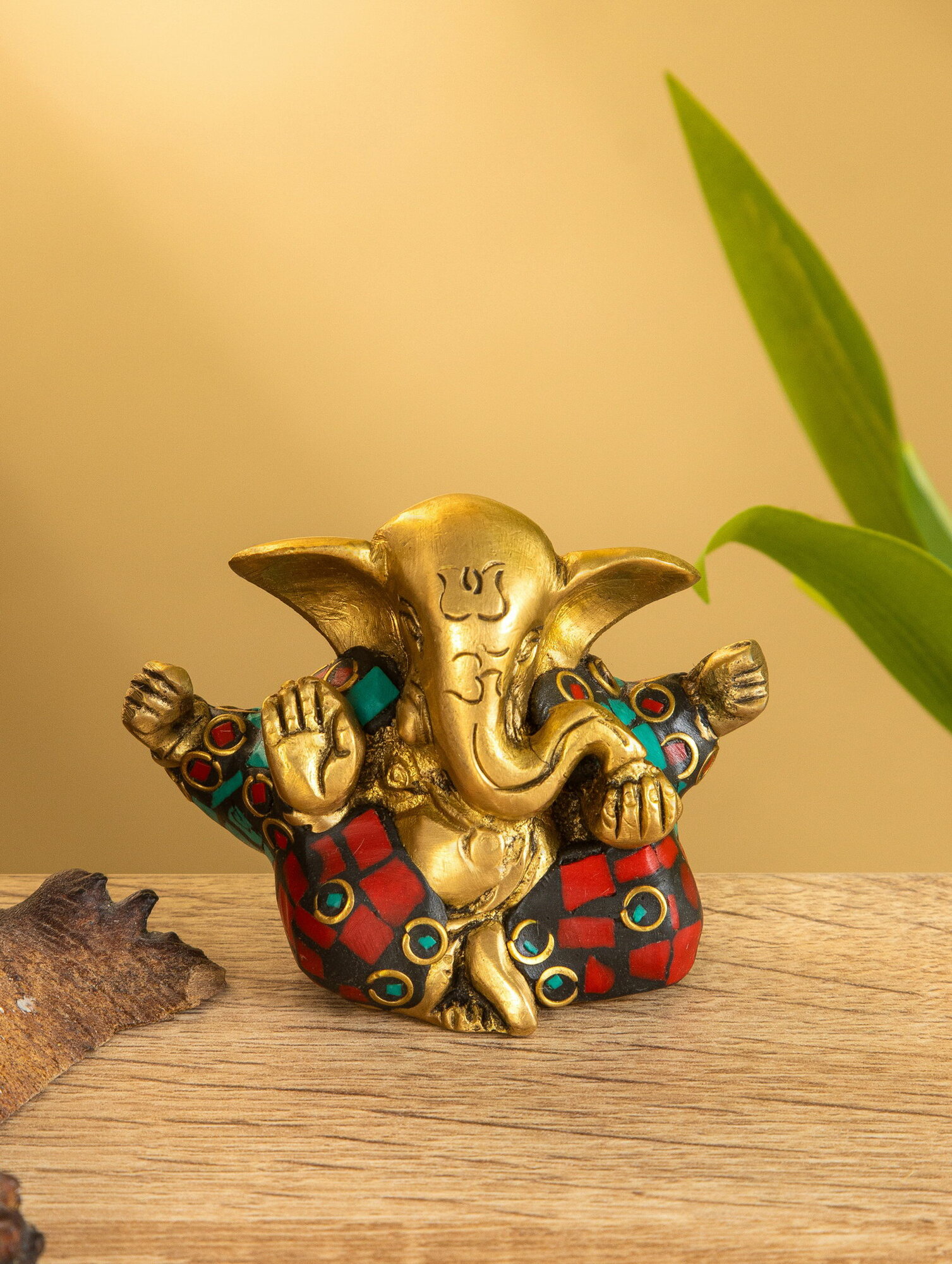 Сувенир "Ганеша", 6.5x4x5 см, латунь, цвет: золотистый, форма фигуры: ганеша