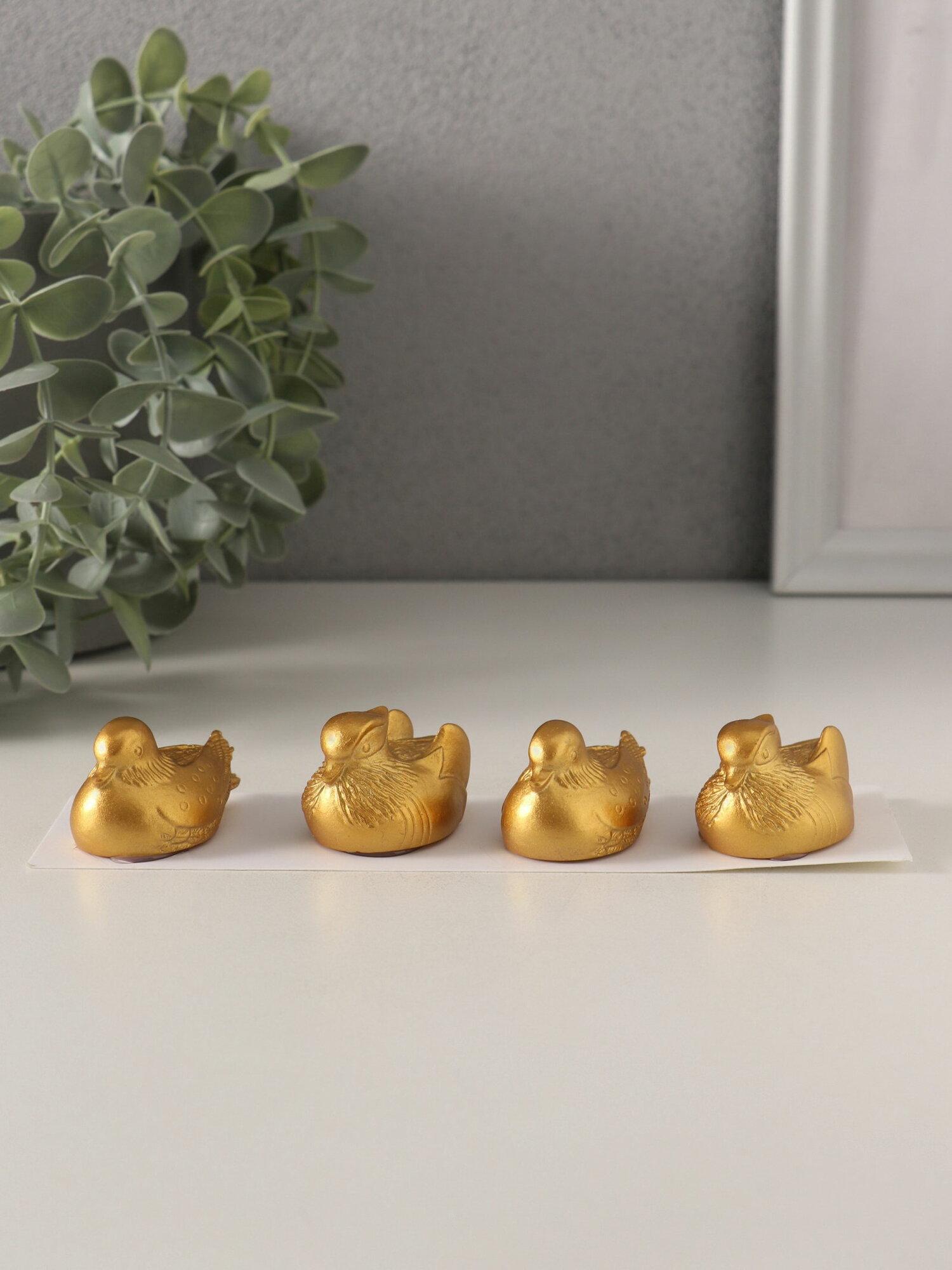 Набор фигурок полистоун "Уточки-мандаринки", 4 шт, золото, 4.8x3x2.8 см