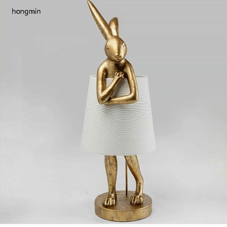 Светильники в виде кроликов в фартуках, прикроватные светильники в виде животных из смолы в кабинете и спальне, 26*68 см