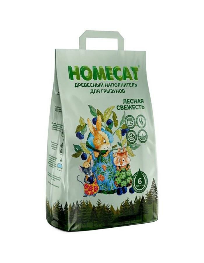 HOMECAT Лесная свежесть древесный наполнитель для грызунов 2кг