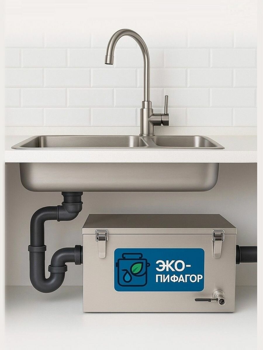Жироуловитель под мойку металлический. Пифагор СТ. 0,5-40 505х310х300мм ( верхний вход)