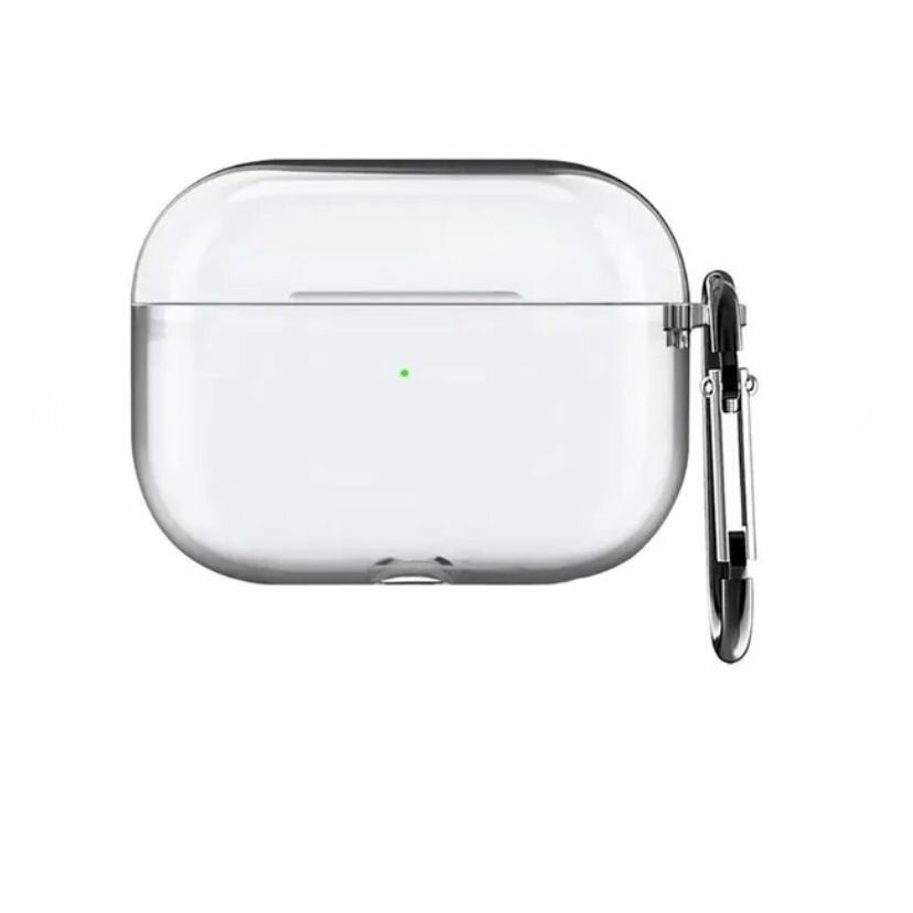 Чехол для наушников Apple AirPods Pro силиконовый с карабином, прозрачный