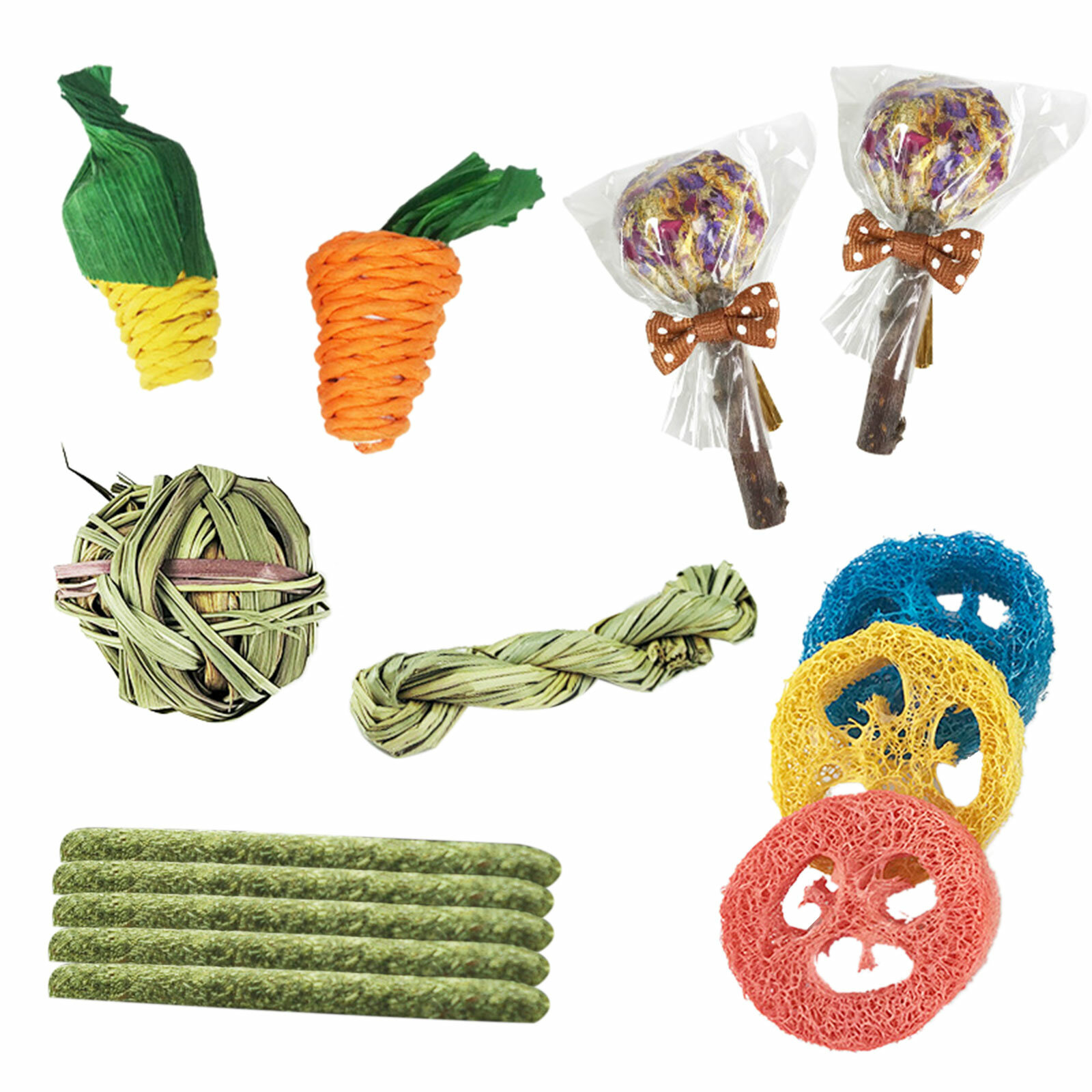 Кролик Жевательные Игрушки Морская Свинка Молярные Игрушки Натуральные для Сена Палочки Набор Для Тренировки Зубов Хомяка Шиншилла Крыса Песчанка Кролик