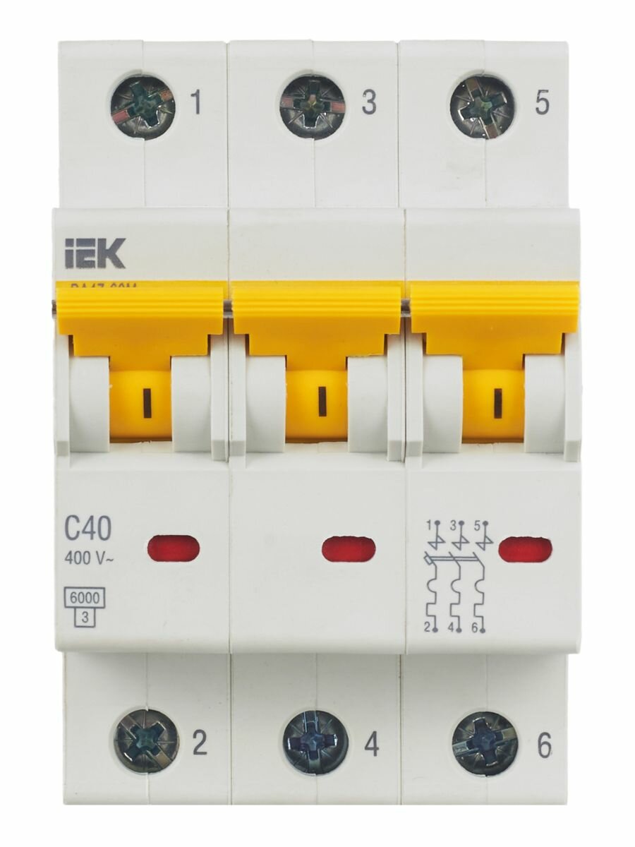 Автоматический выключатель модульный IEK MVA31-3-040-C 3п C 40А 6кА ВА47-60M