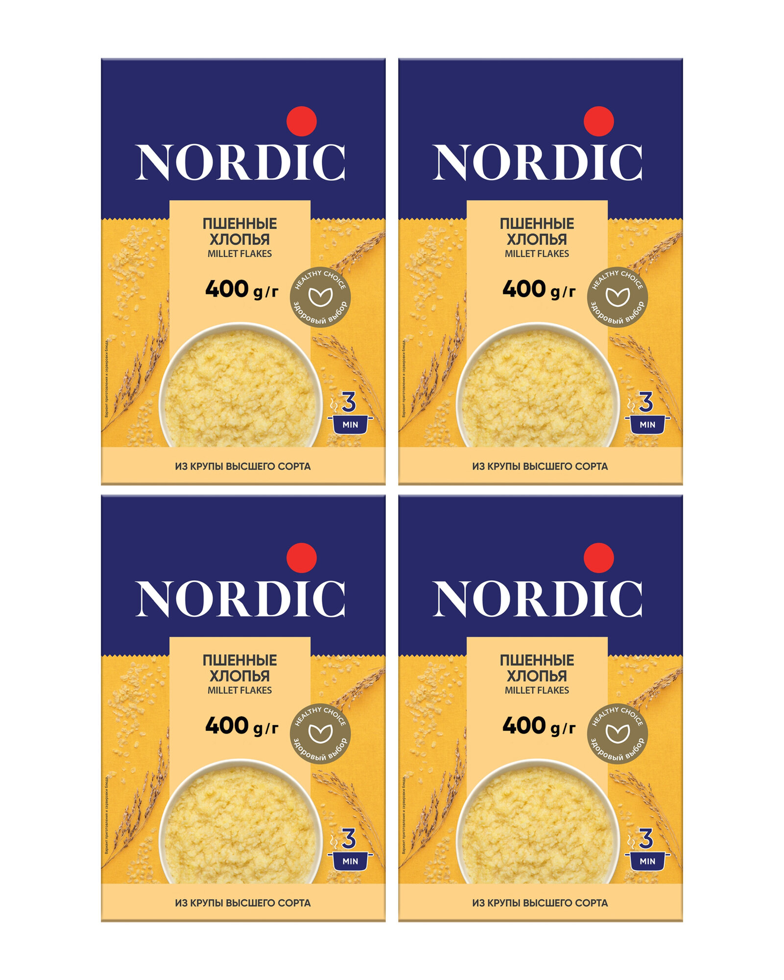 Nordic пшенные хлопья, 400г х 4шт