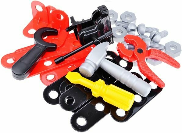 Игрушечный набор инструментов "Механик", 32 элемента в ведёрке, детская сюжетно-ролевая игра для мальчиков, юный строитель и слесарь