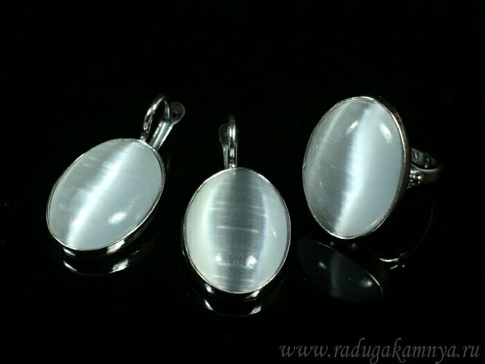 Комплект бижутерии: кольцо, кошачий глаз