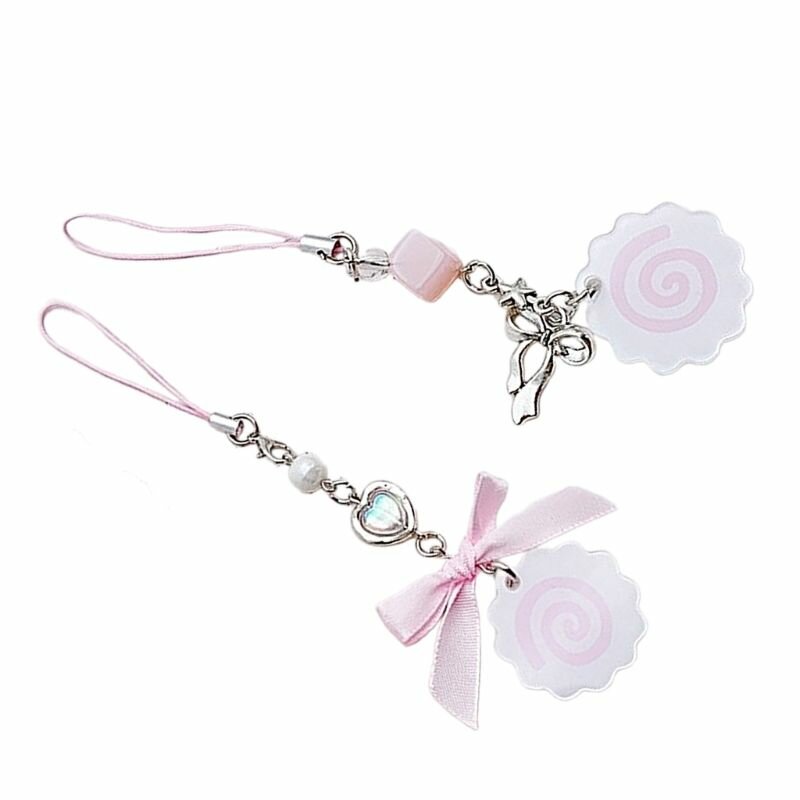 Набор из 2 предметов: милый бантик для рыбного торта в японском стиле, цепочка бисера "сердечко любви"-набор