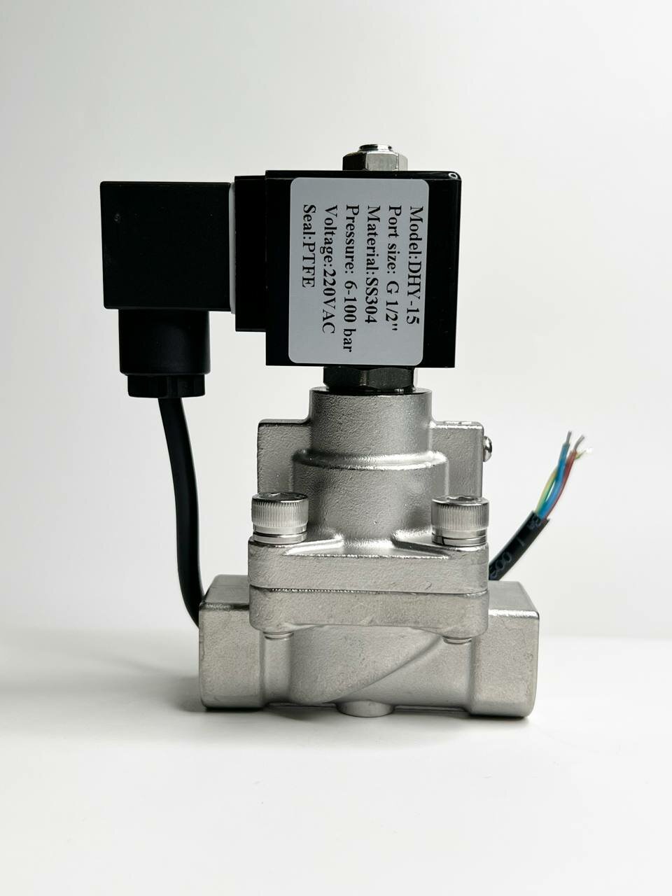 Соленоидный клапан DK-DHY-15-1/2-S-V-220VAC (G1/2", Ду15мм, 0,5-6мПа, нерж. сталь, Viton, S21H, 220VAC)