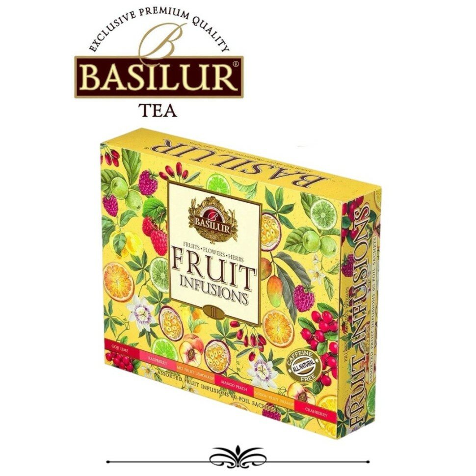 Чай Базилур фруктовое вдохновение "ассорти", 60 пакетиков