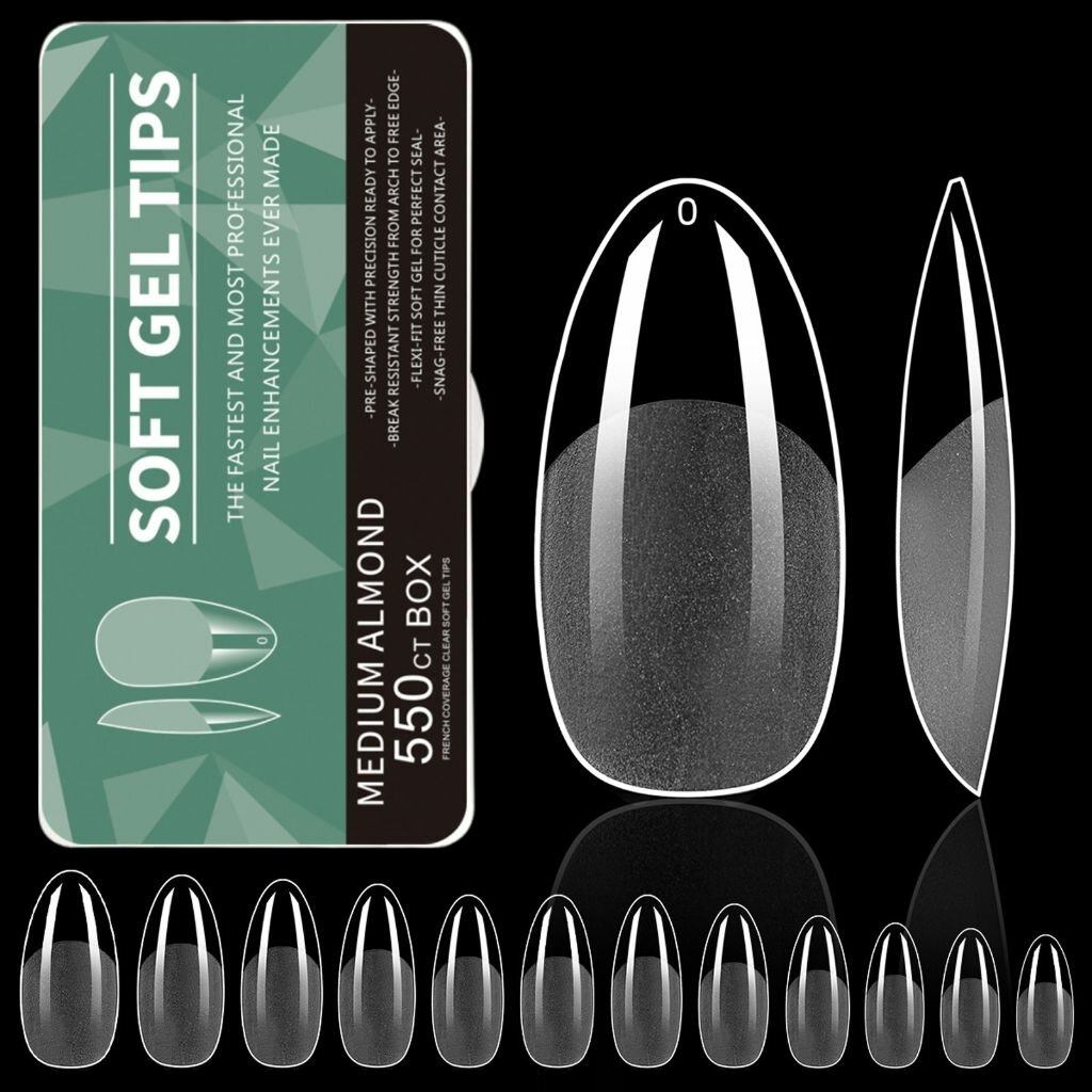 Акриловые накладные ногти миндалевидной формы