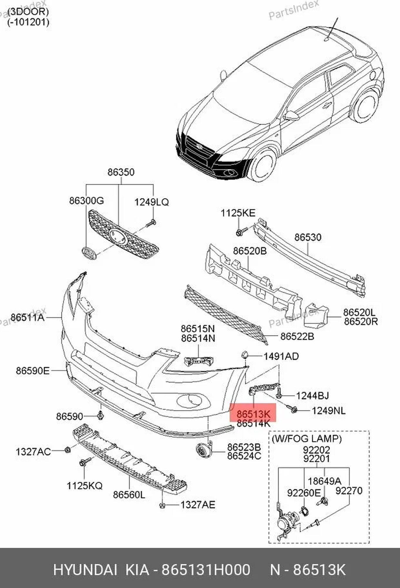 Кронштейн бампера переднего левый, HYUNDAI/KIA/MOBIS 865131H000