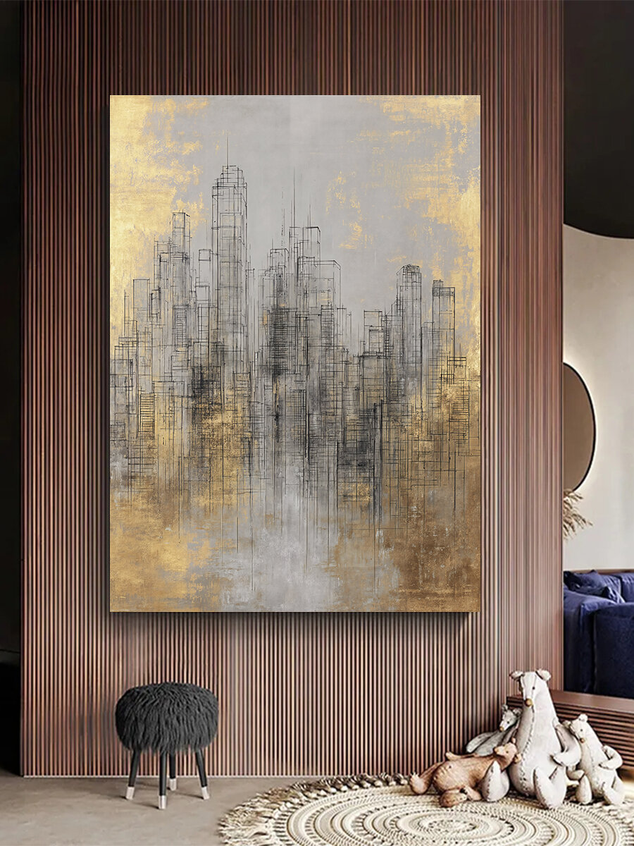 Интерьерная вертикальная картина - "Город / Пейзаж / Небоскребы" , 40х60 см.