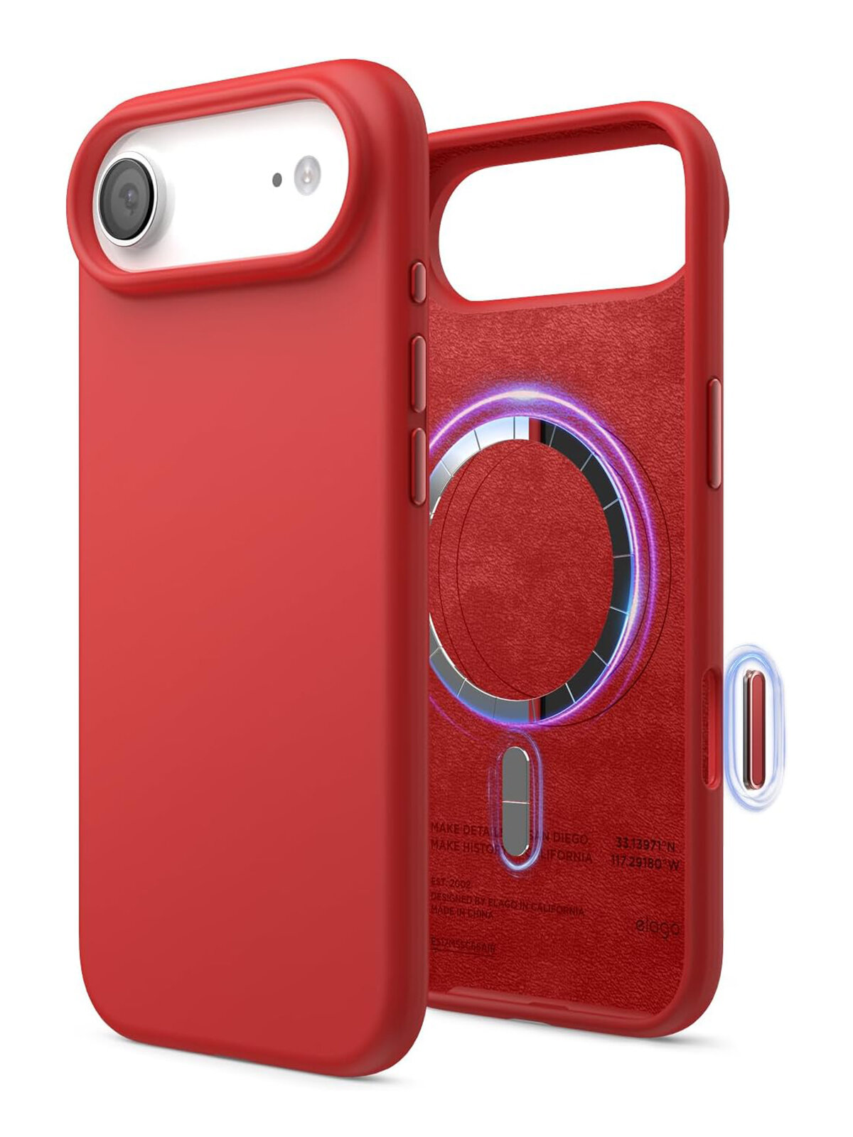 Чехол Elago для iPhone Air, с магнитами MagSafe, силиконовый с покрытием Soft touch, красный