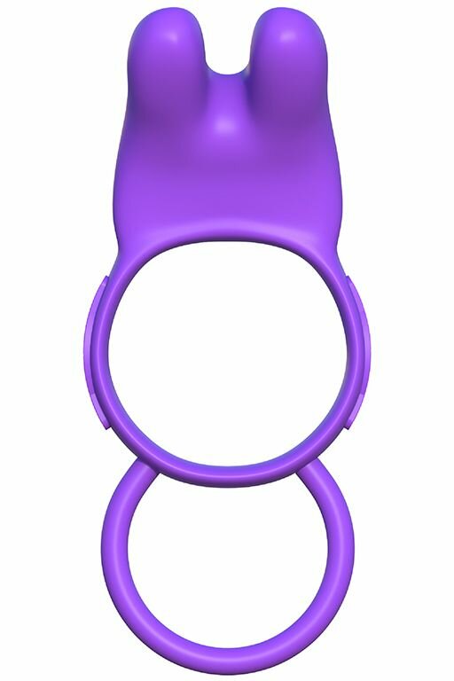 Эрекционное кольцо Twin Teazer Rabbit Ring на пенис и мошонку фиолетовое с вибрацией