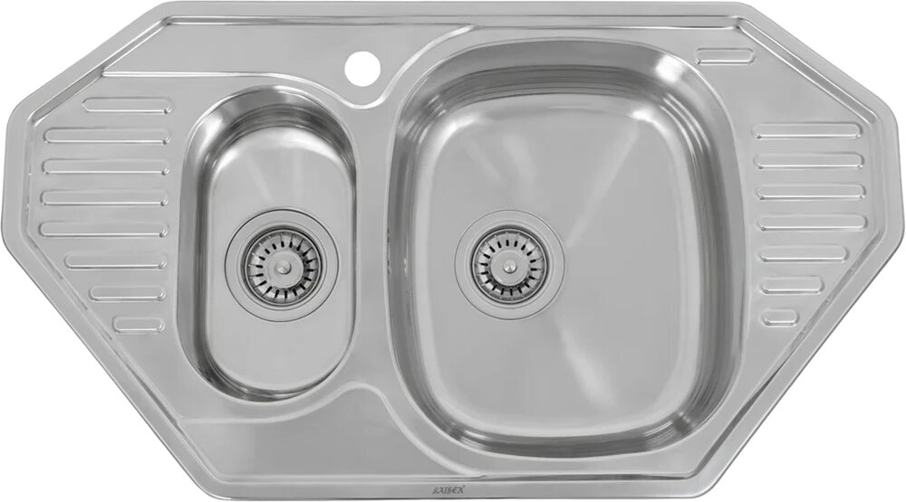 Мойка кухонная Kaiser KSS-8547 металлическая, 85x47, угловая, мойка для кухни, с крылом, трапеция